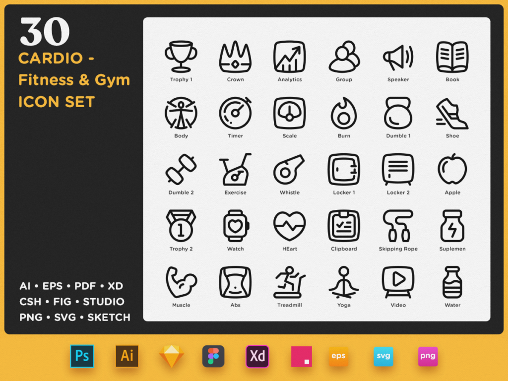 Cardio - Fitness & Gym Icon Set - Download Free Resource Cardio - Fitness & Gym Icon Set - Download Free Resource