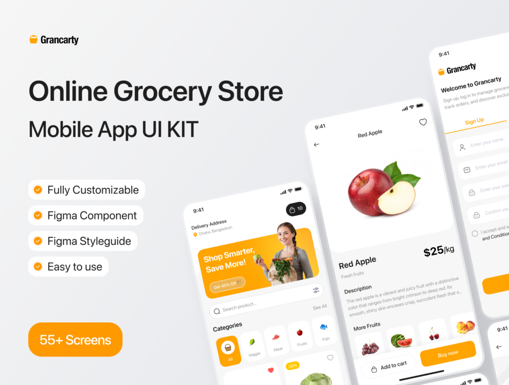 Grancarty - Grocery Store Mobile App UI Kit - Download Free Resource Grancarty - Grocery Store Mobile App UI Kit - Download Free Resource